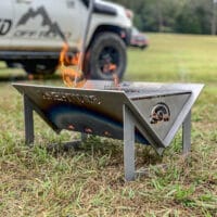 Portable wood burning fire pits for van life or car camping