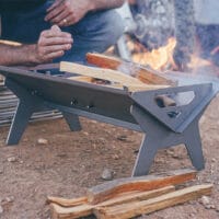 Portable wood burning fire pits for van life or car camping