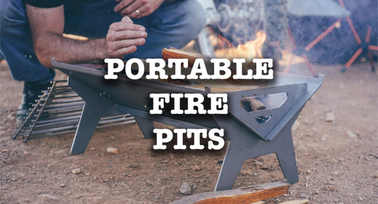Portable wood burning fire pits for van life or car camping